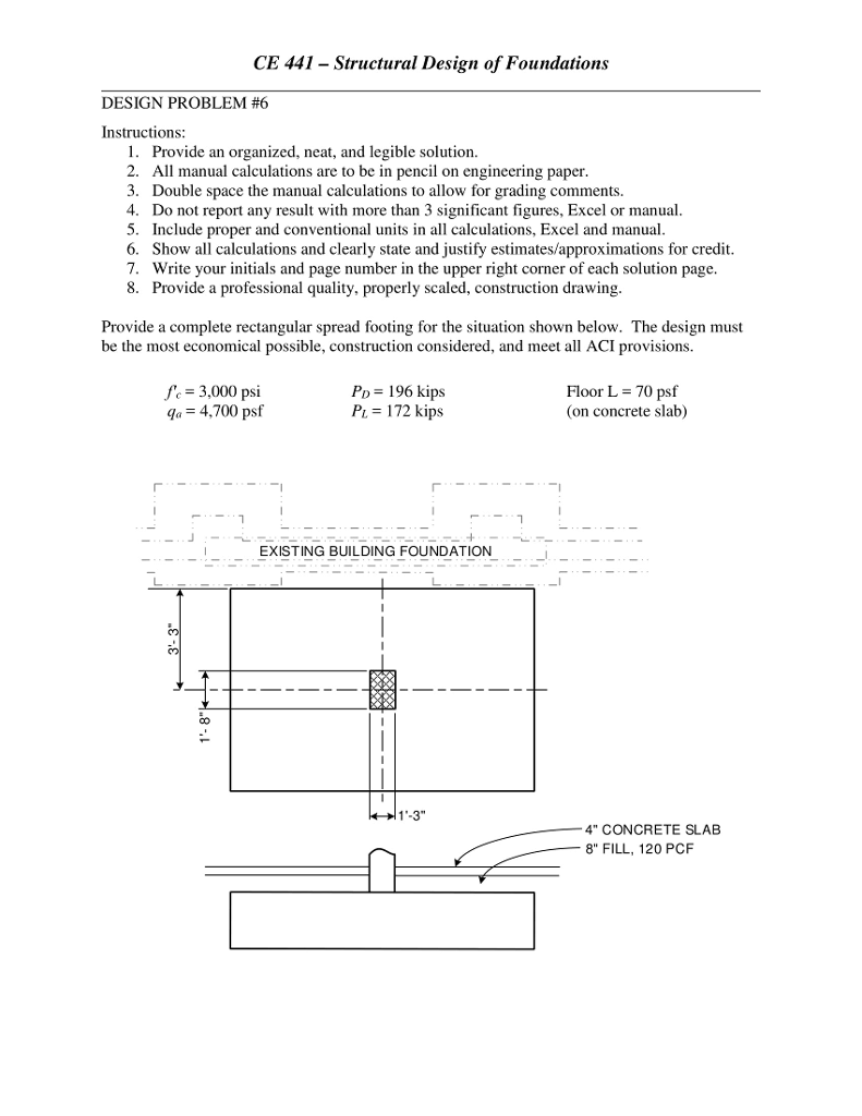 CE 441 - Structural Design of Foundations DESIGN | Chegg.com