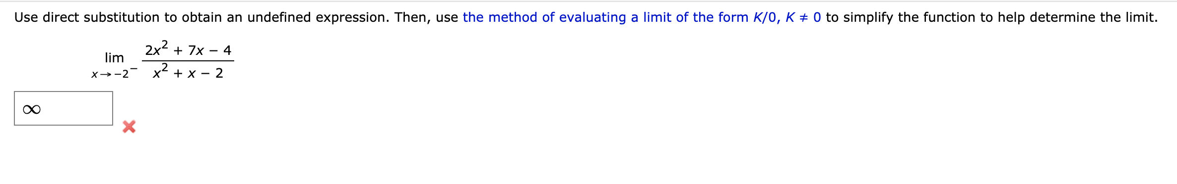 Solved Use direct substitution to obtain an undefined | Chegg.com
