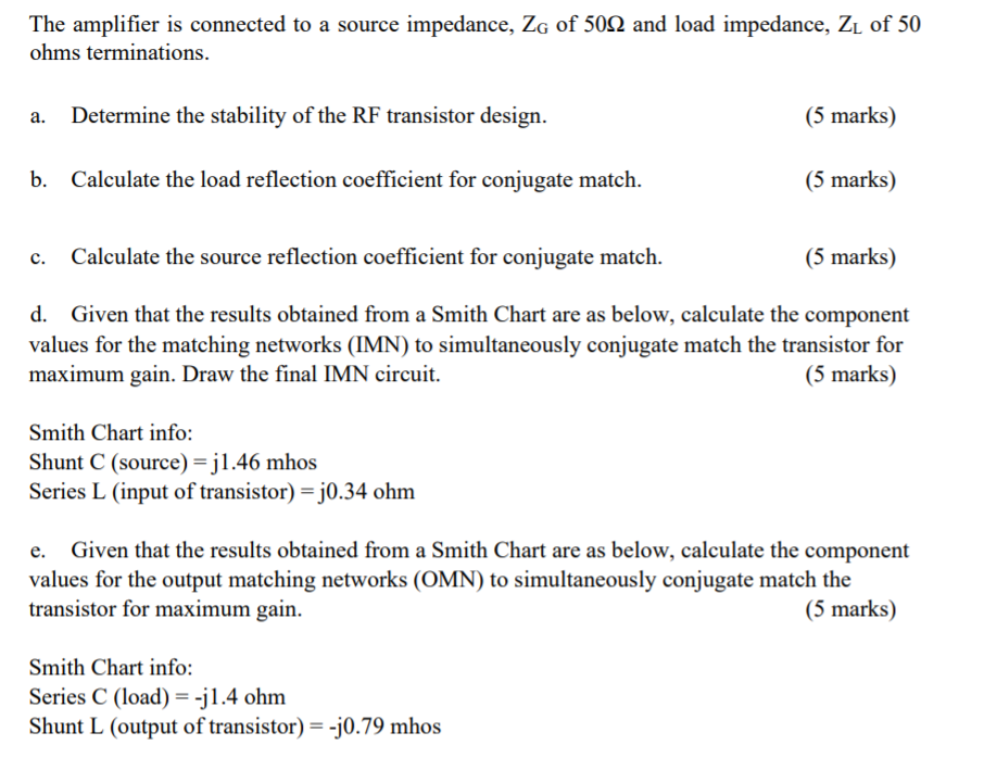 Solved ZG 50.12 Input Matching Network (IMN) Q1 VG Output | Chegg.com