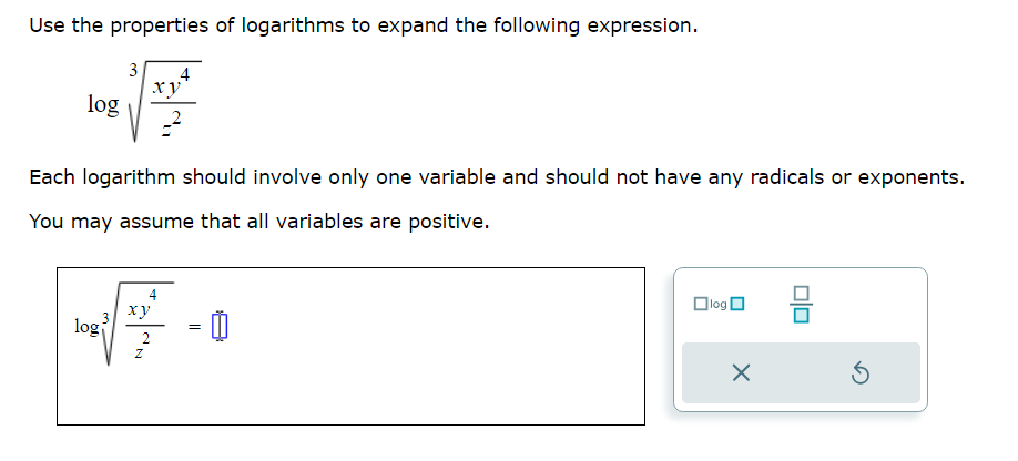 Solved Use the properties of logarithms to expand the | Chegg.com