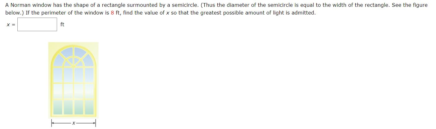Solved A Norman window has the shape of a rectangle | Chegg.com