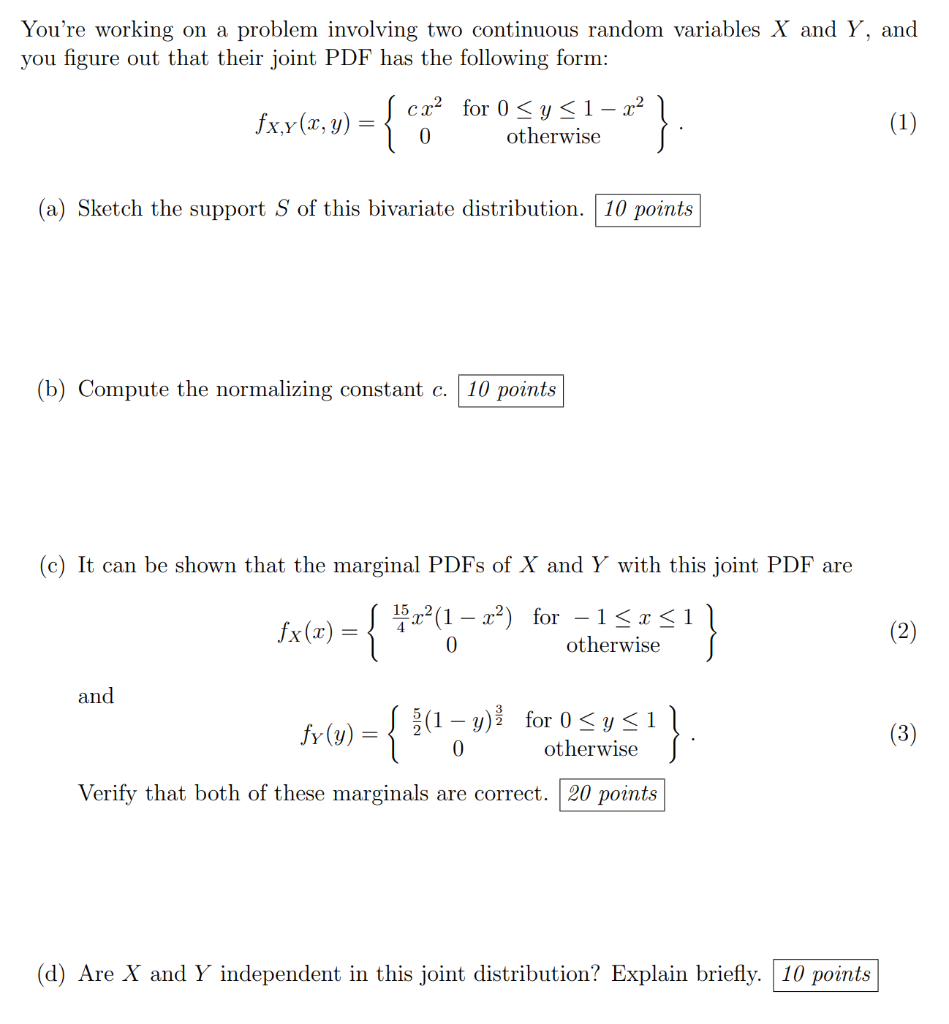 Solved You're working on a problem involving two continuous | Chegg.com