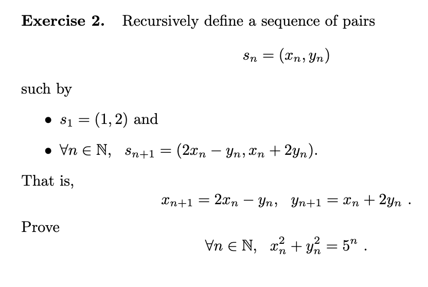 Solved Recursively define a sequence of pairssn=(xn,yn)such | Chegg.com
