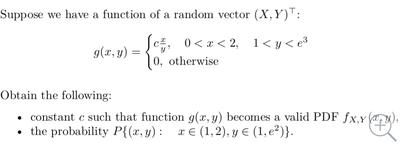 Solved Suppose we have a function of a random vector (X,Y)T: | Chegg.com