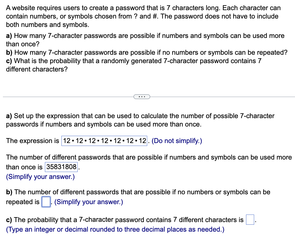 Solved A website requires users to create a password that is | Chegg.com