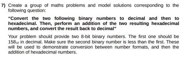 Solved 7) Create a group of maths problems and model | Chegg.com