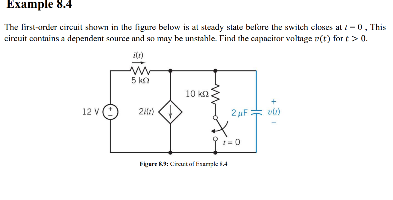 Solved Example 8.4The first-order circuit shown in the | Chegg.com