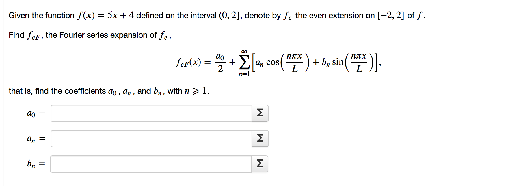 Solved Given the function f(x) = 5x + 4 defined on the | Chegg.com