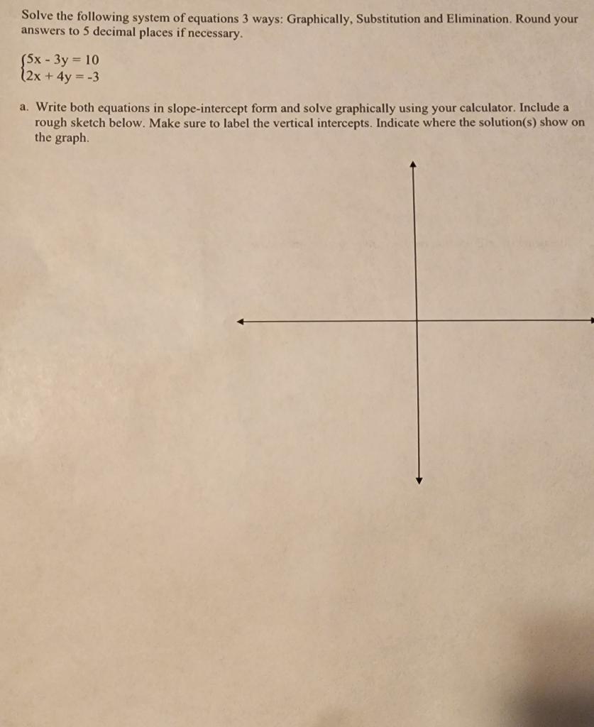 Solved Solve the following system of equations 3 ways. {5X | Chegg.com