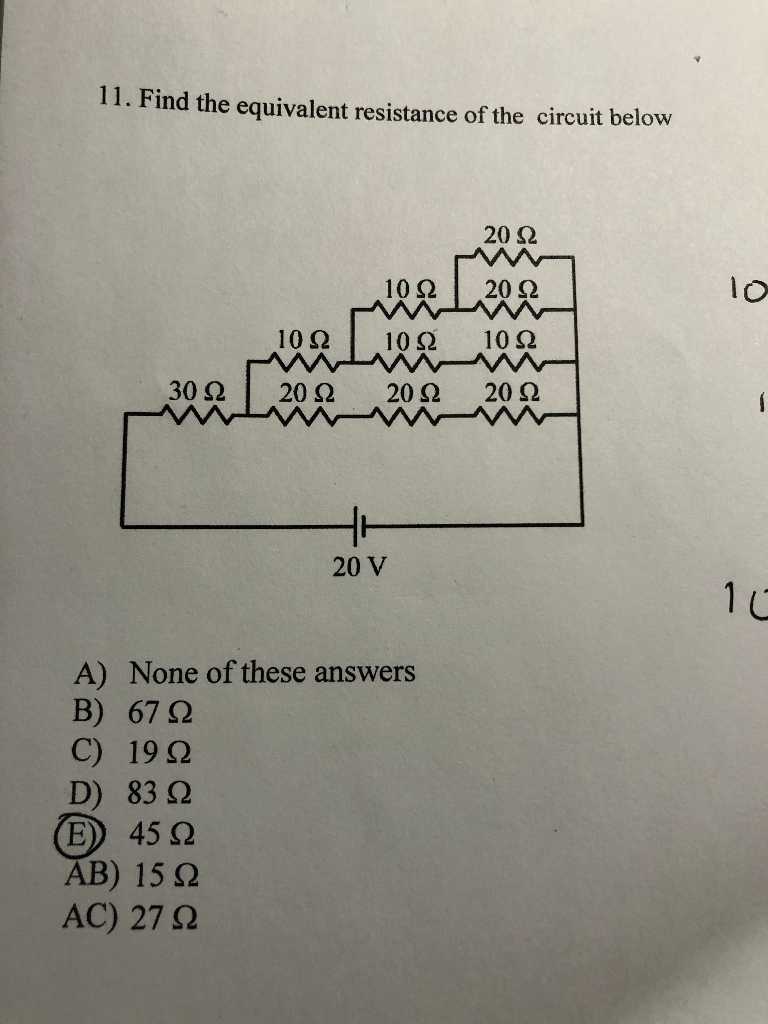 Solved 11. Find the equivalent resistance of the circuit | Chegg.com
