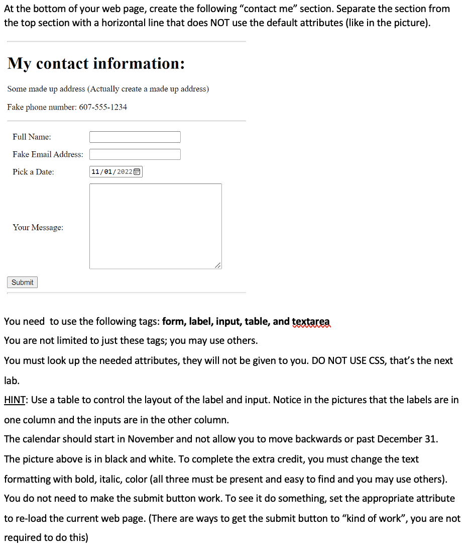 Solved At the bottom of your web page, create the following | Chegg.com