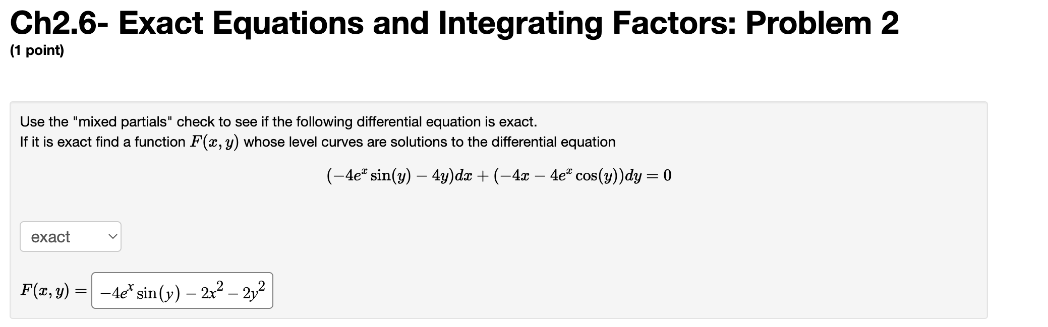 Solved Ch2.6- Exact Equations and Integrating Factors: | Chegg.com