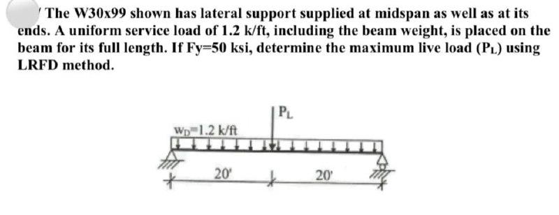 Solved The W30x99 shown has lateral support supplied at | Chegg.com