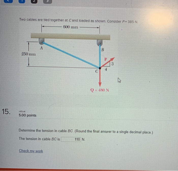 Solved Two cables are tied together at C and loaded as | Chegg.com