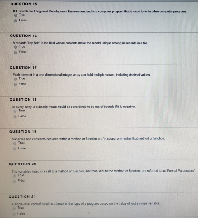 Solved QUESTION 15 IDE stands for Integrated Development | Chegg.com