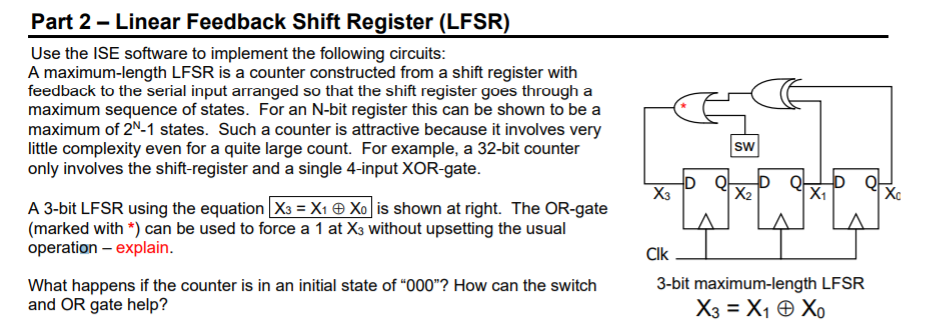 Part 2 - Linear Feedback Shift Register (LFSR) Use | Chegg.com