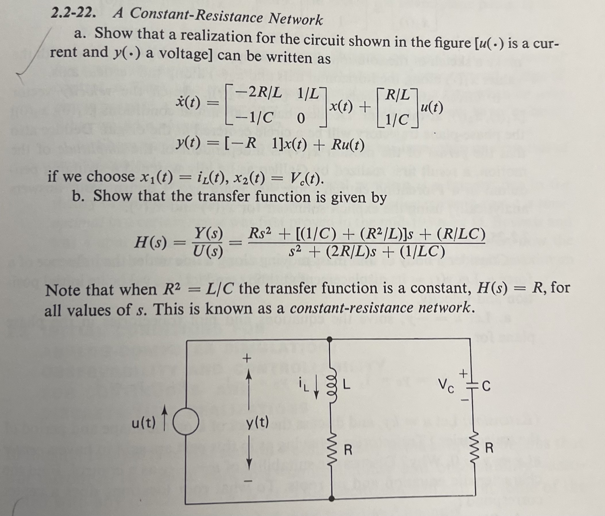 Solved For the constant resistance networks of Exercises | Chegg.com