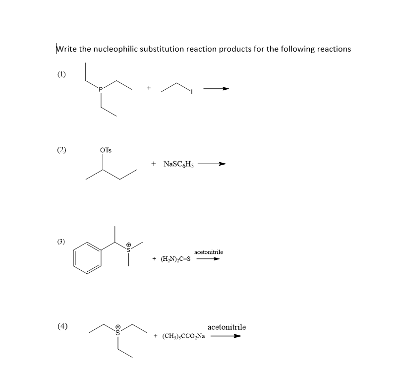 Solved Write the nucleophilic substitution reaction products | Chegg.com