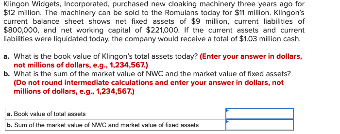 Solved Klingon Widgets, Incorporated, purchased new cloaking | Chegg.com