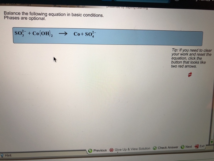 Solved Balance the following equation in basic conditions. | Chegg.com