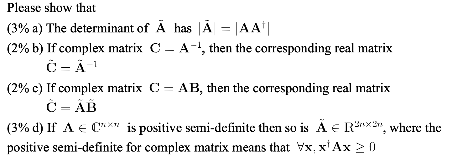 Solved Let the real and imaginary parts of a nx1 complex | Chegg.com