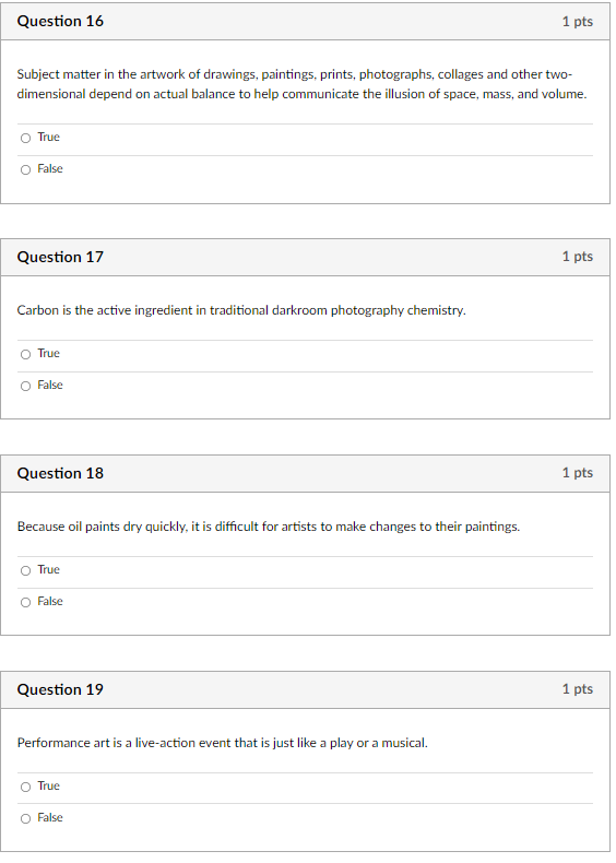 Solved Question 16 1 pts Subject matter in the artwork of | Chegg.com