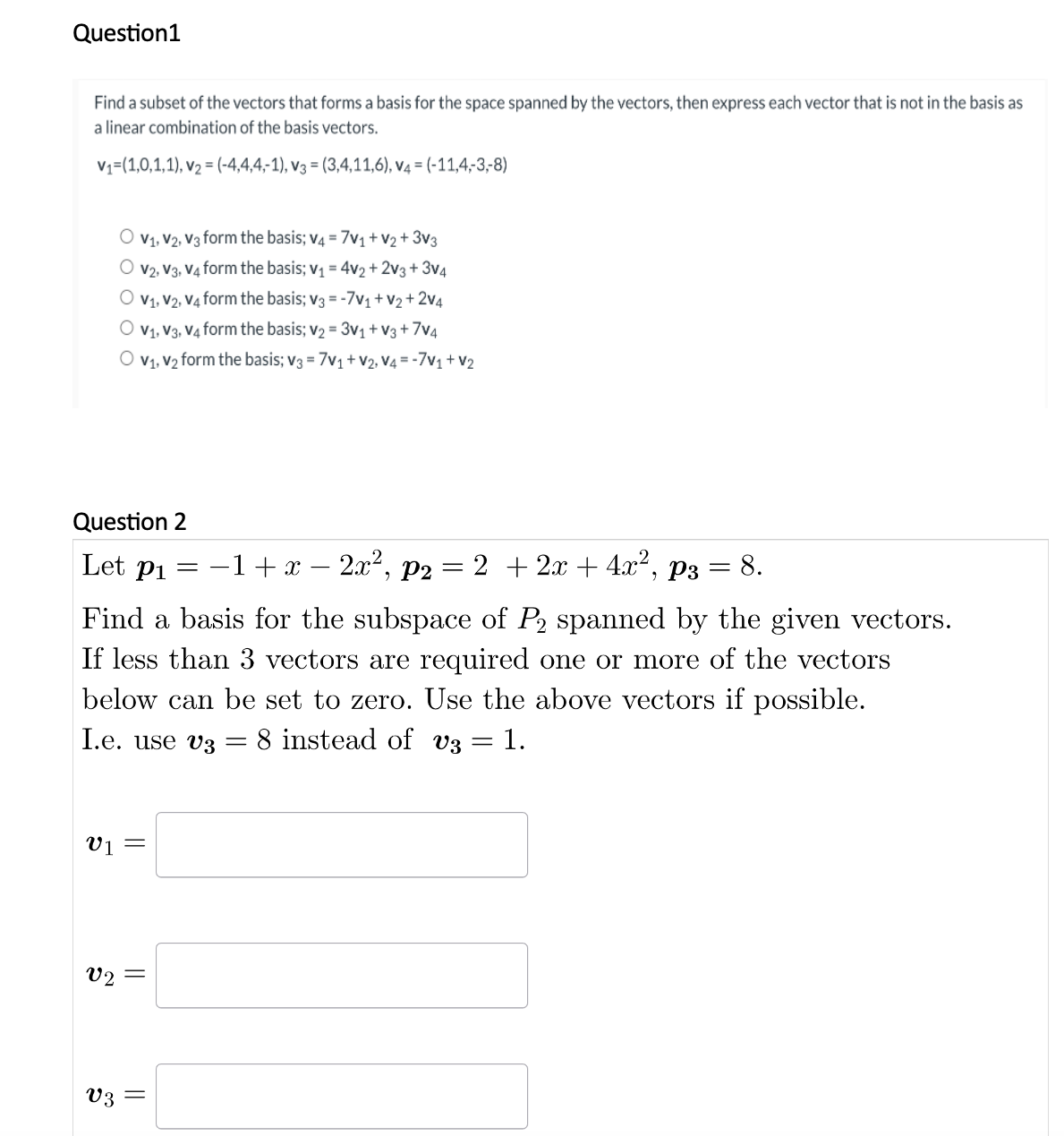 Solved Find a subset of the vectors that forms a basis for | Chegg.com