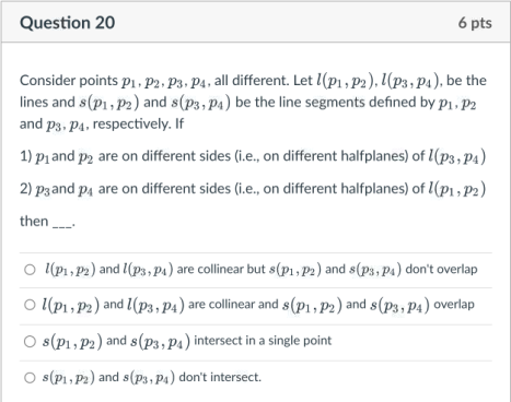 Solved Consider points p1,p2,p3,p4, all different. Let | Chegg.com