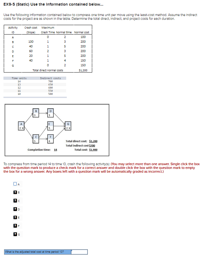 Solved EX9.5 (Static) Use the Information contalned below... | Chegg.com