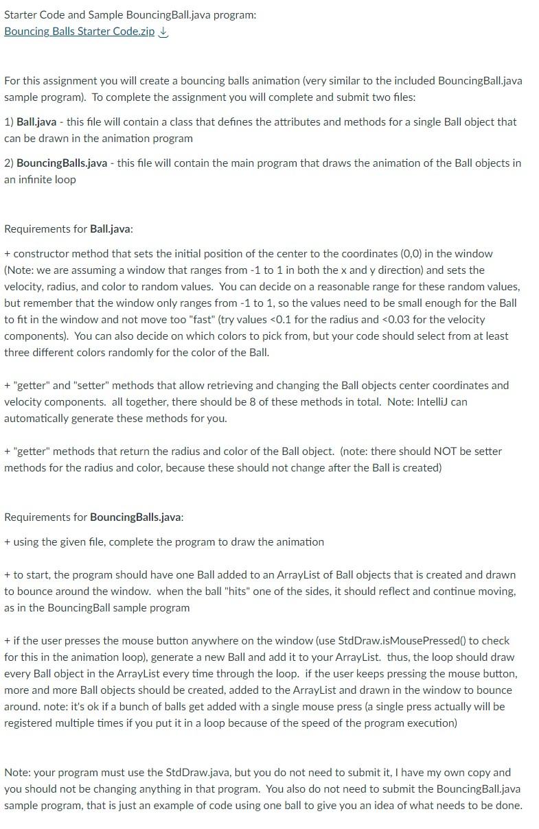 Solved Bouncing Balls Starter Code.zip ↓ For this assignment | Chegg.com Solved Bouncing Balls Starter Code.zip ↓ For this assignment | Chegg.com