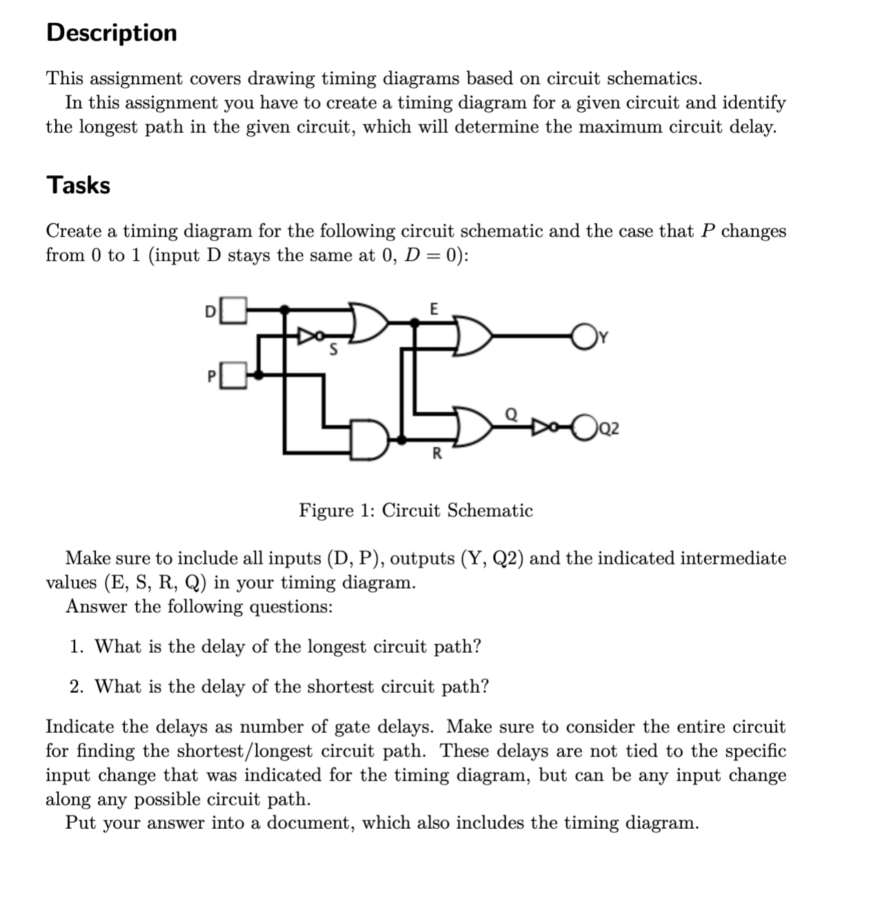 Solved Description This assignment covers drawing timing | Chegg.com