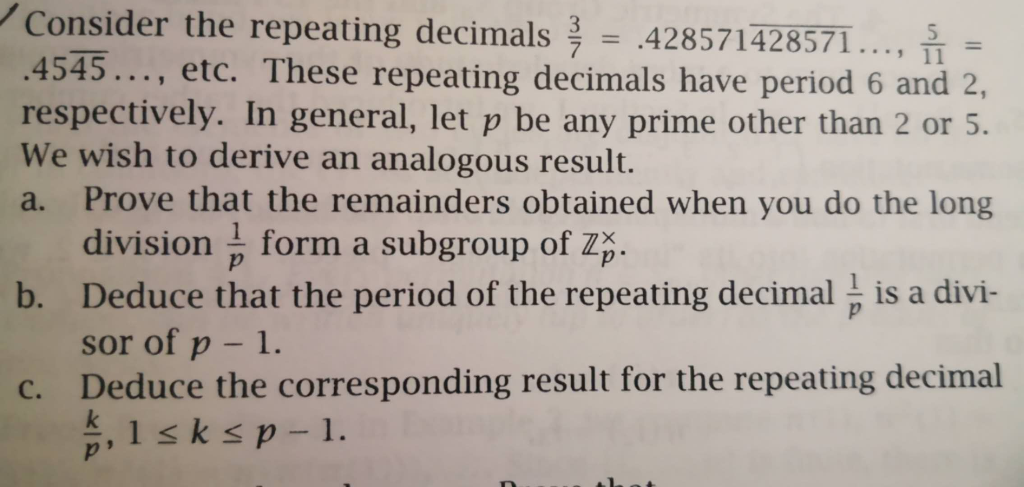 Solved Consider the repeating decimals } = .428571428571..., | Chegg.com
