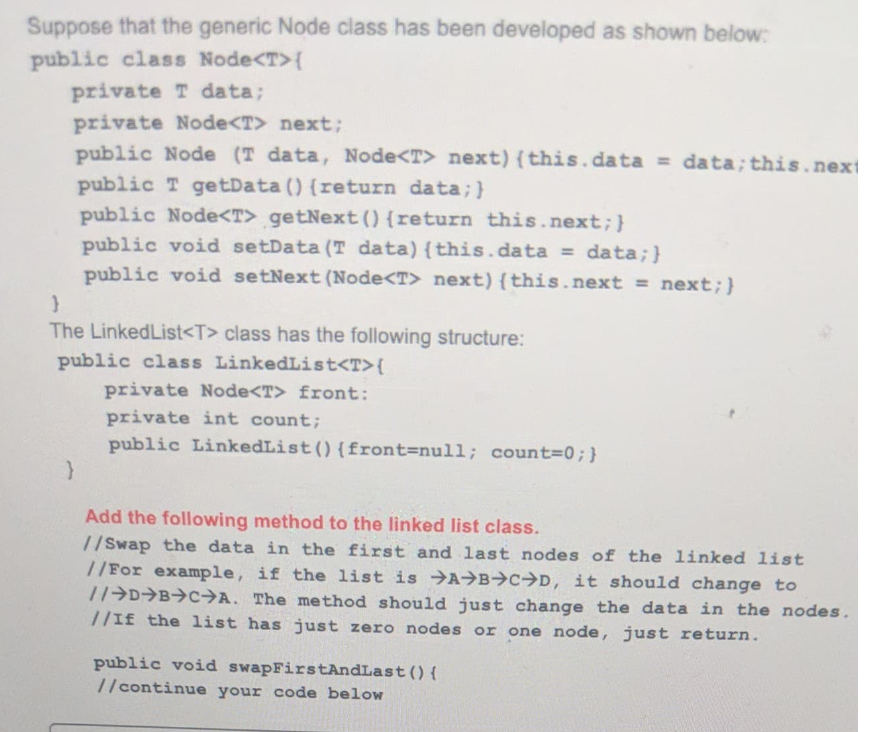 Solved Suppose That The Generic Node Class Has Been