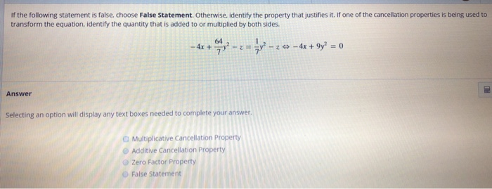 Solved If the following statement is false, choose False | Chegg.com