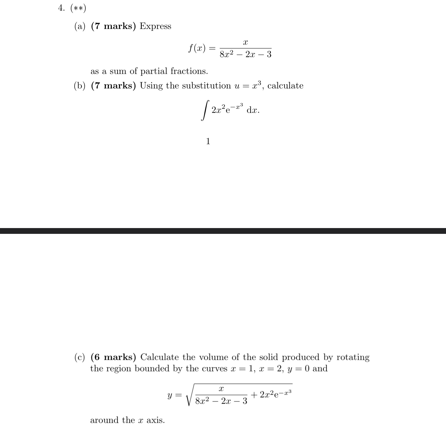 Solved (c) (6 ﻿marks) ﻿Calculate the volume of the solid | Chegg.com