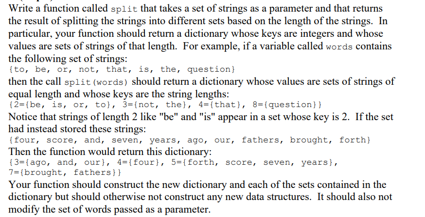 Solved This is a Python problem. We should only use the | Chegg.com