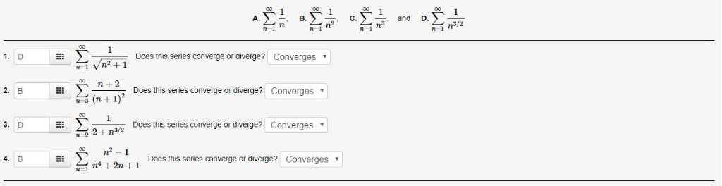 Solved Match the following series with the series below in | Chegg.com