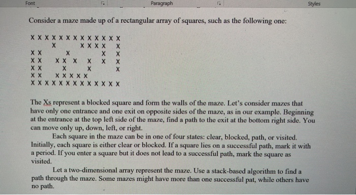 Solved Font Paragraph Styles 反 Consider a maze made up of a | Chegg.com