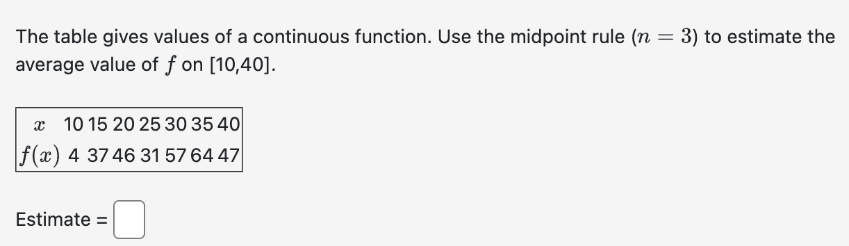 Solved The Table Gives Values Of A Continuous Function Use 4611