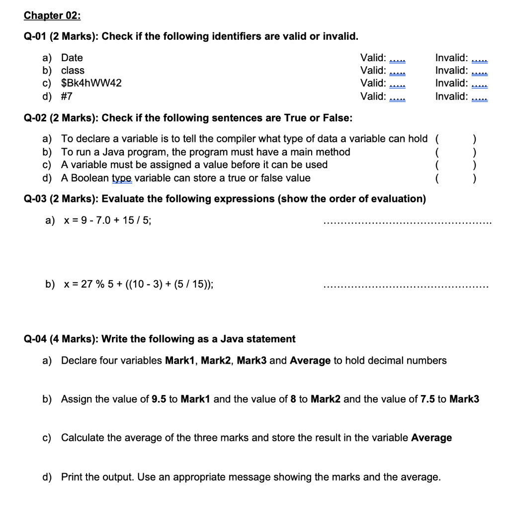 Solved Chapter 02: Q-01 (2 Marks): Check if the following | Chegg.com