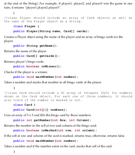 Solved This is a java bingo game program... I have included | Chegg.com