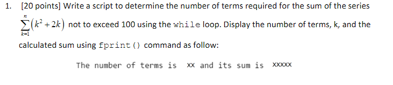 Solved 1. [20 points] Write a script to determine the number | Chegg.com