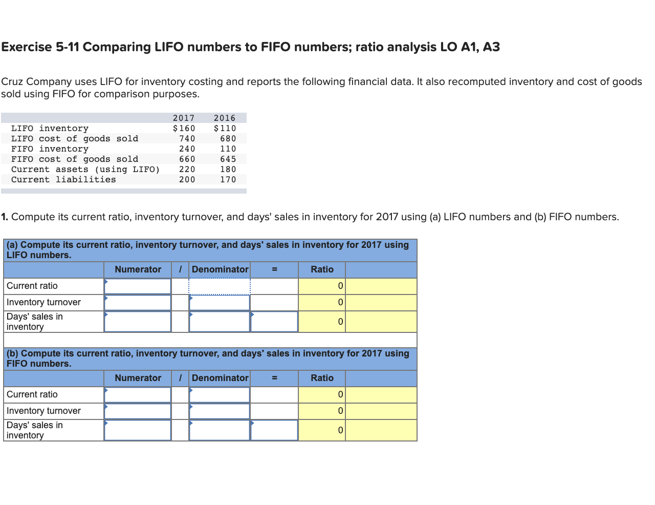 Solved Exercise 5-11 Comparing LIFO numbers to FIFO numbers; | Chegg.com