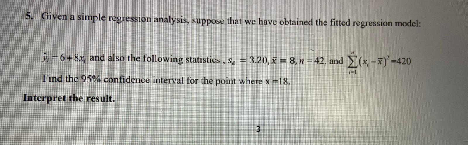 Solved 5 Given A Simple Regression Analysis Suppose That 1922