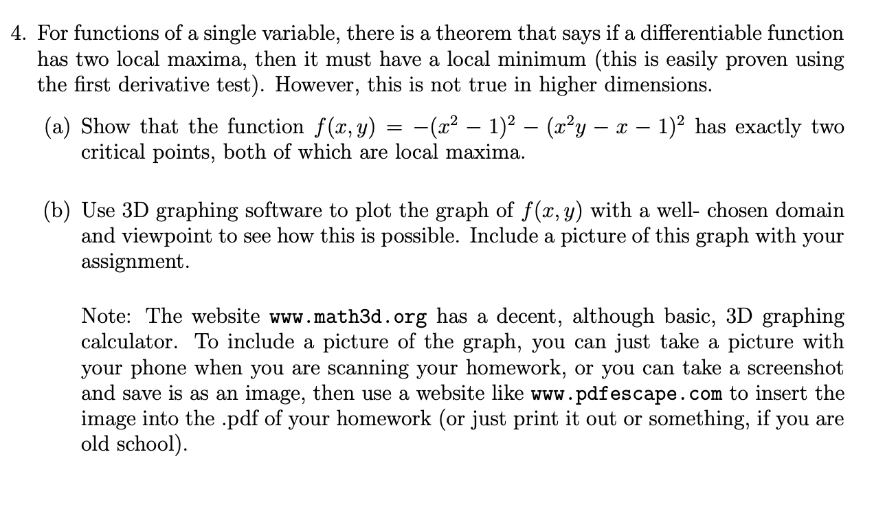 Solved 4. For functions of a single variable, there is a | Chegg.com