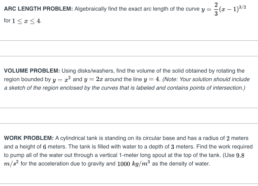 Solved ARC LENGTH PROBLEM: Algebraically find the exact arc | Chegg.com