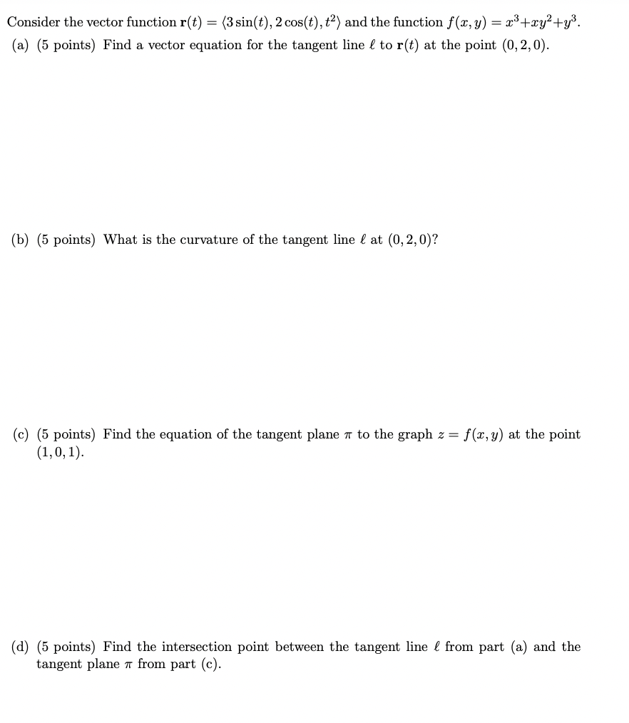 Solved Consider the vector function | Chegg.com