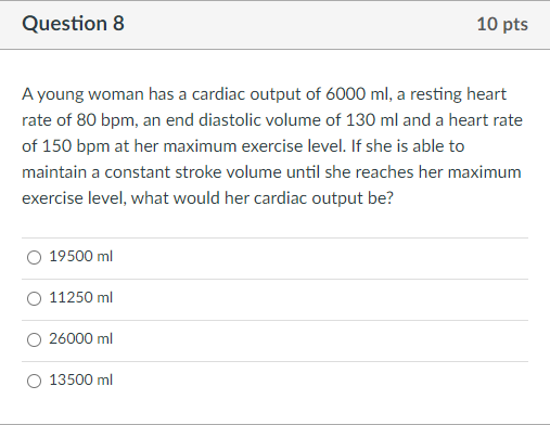 Solved Question 8A young woman has a cardiac output of | Chegg.com