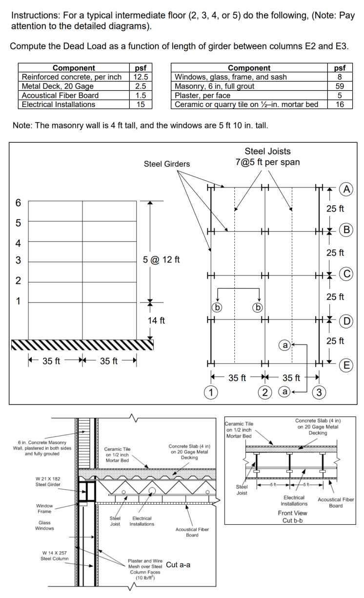 Instructions: For a typical intermediate floor | Chegg.com