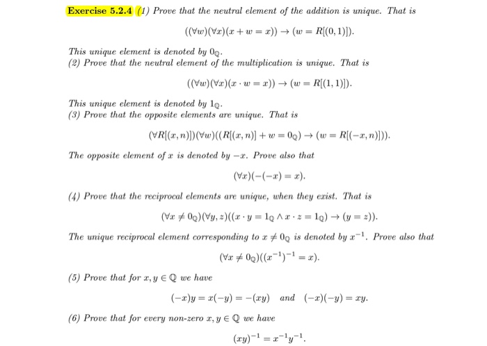 Solved Exercise 5.2.4 (1) Prove that the neutral element of | Chegg.com
